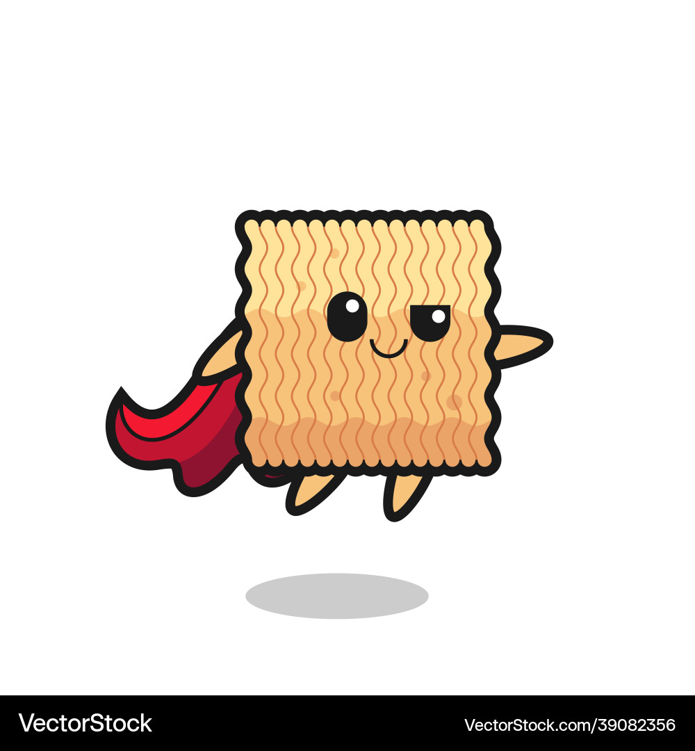 Cute raw instant noodle superhero character Vector Image
