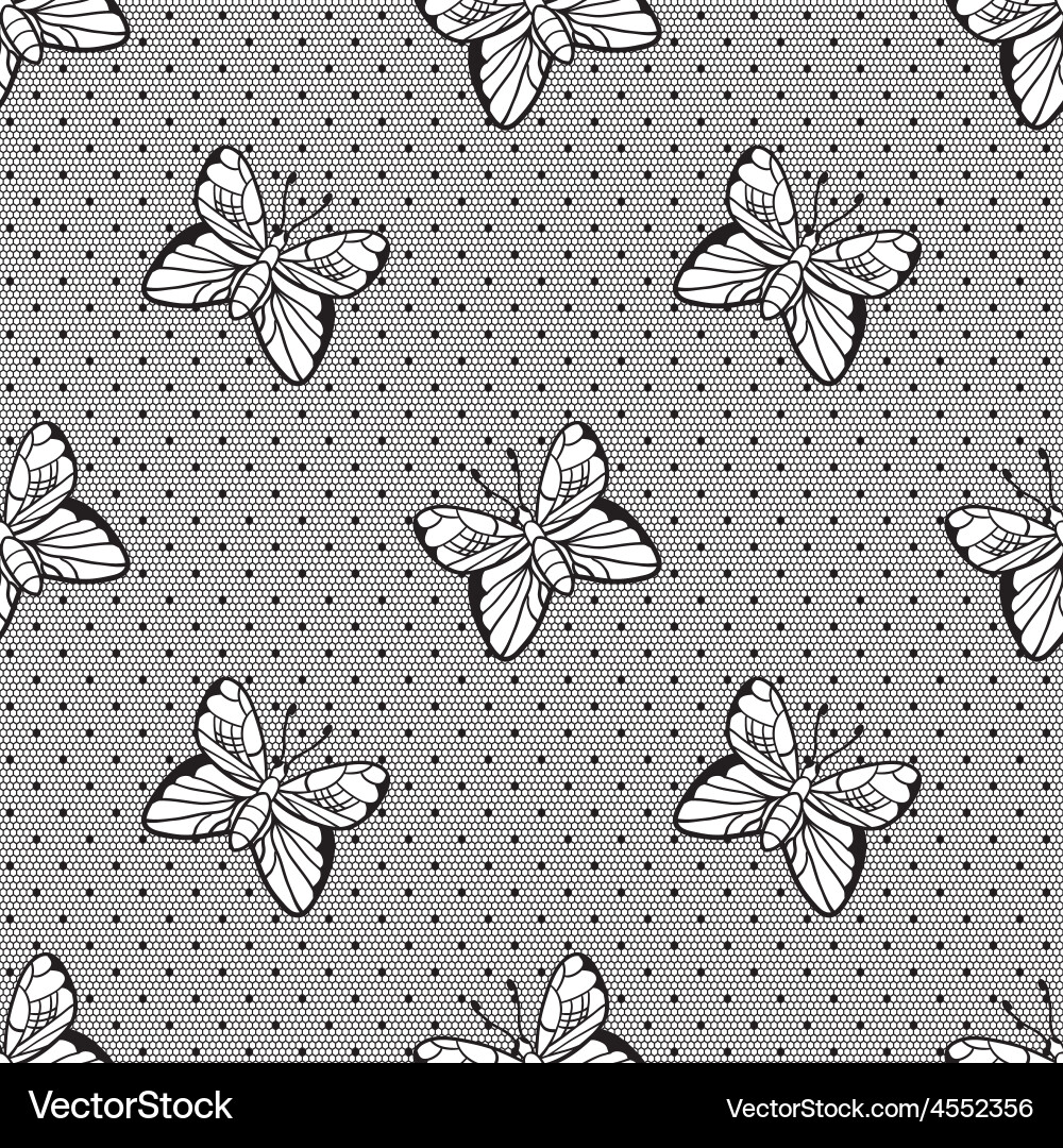 Gentle dotted lace with butterflies Royalty Free Vector