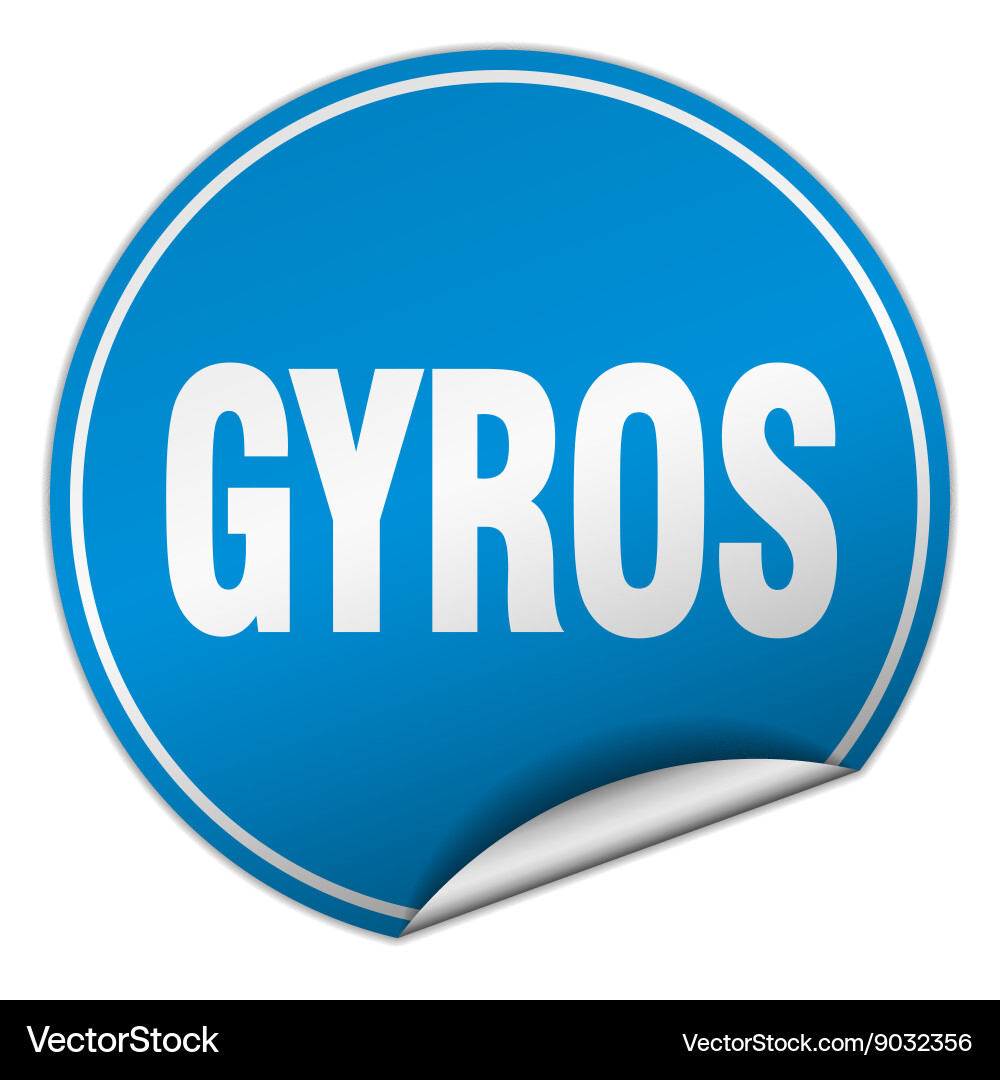 Gyros round blue sticker isolated on white Vector Image