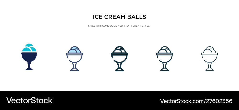 Ice cream balls cup icon in different style two Vector Image