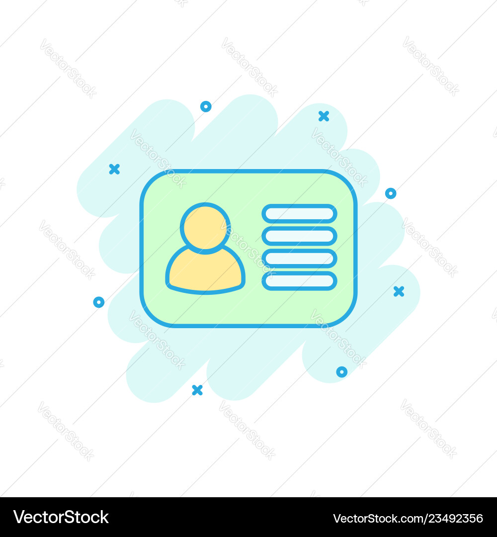 Id card icon in comic style identity badge Vector Image