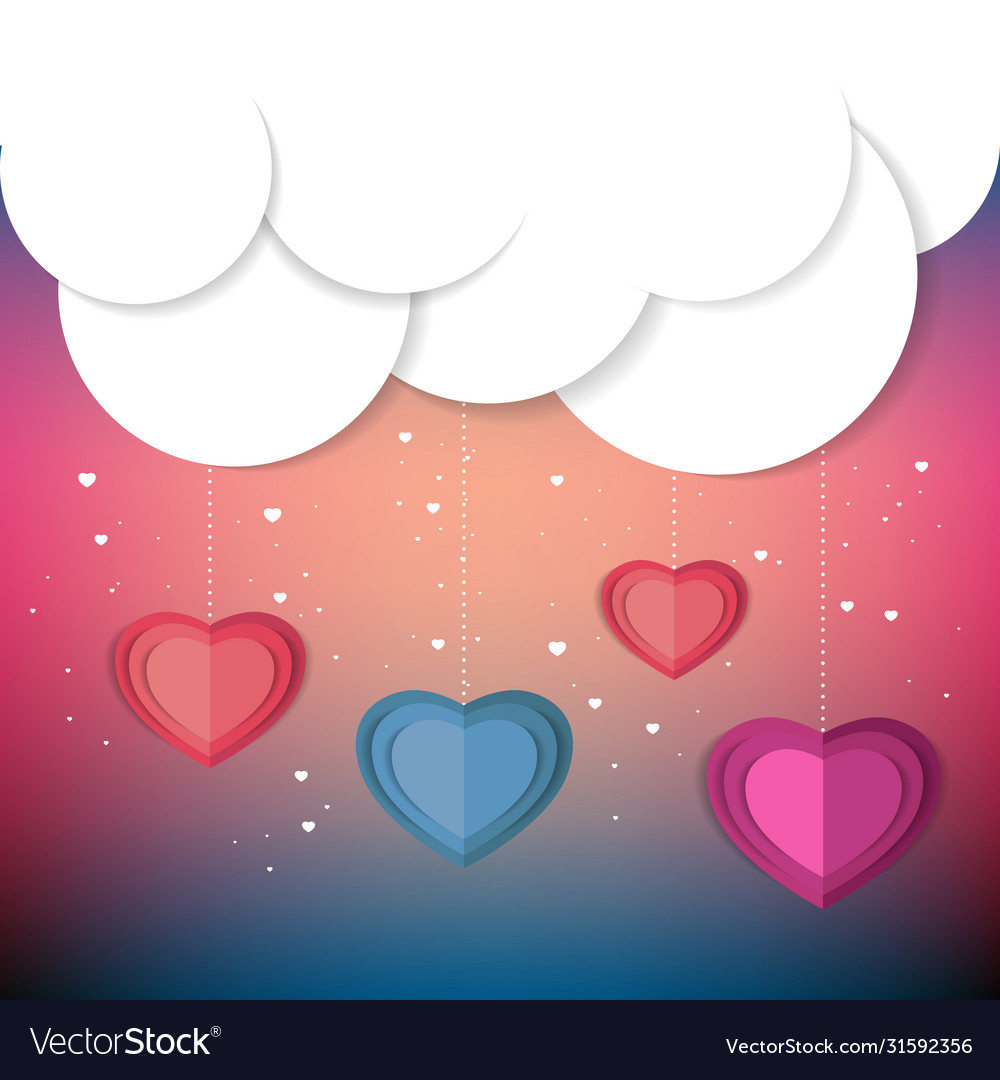Love and valentine day clouds hearts Royalty Free Vector
