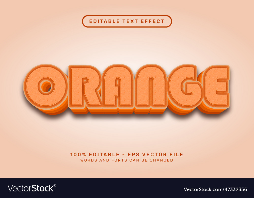 Orange 3d Text Effect And Editable Royalty Free Vector Image