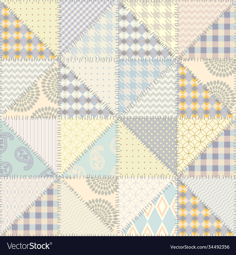 Patchwork textile pattern seamless quilting Vector Image
