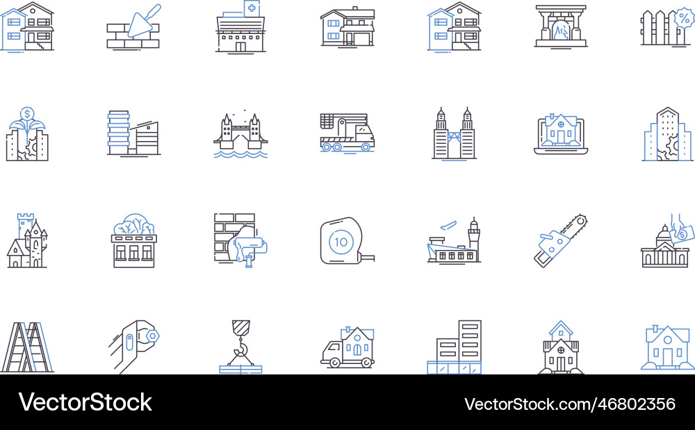 Property management software line icons collection