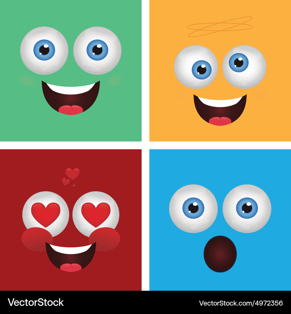 Set abstract facial expressions on colored Vector Image