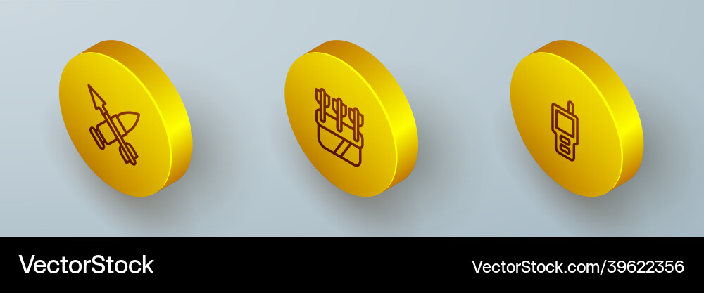 Set isometric line crossed bullet with arrow Vector Image