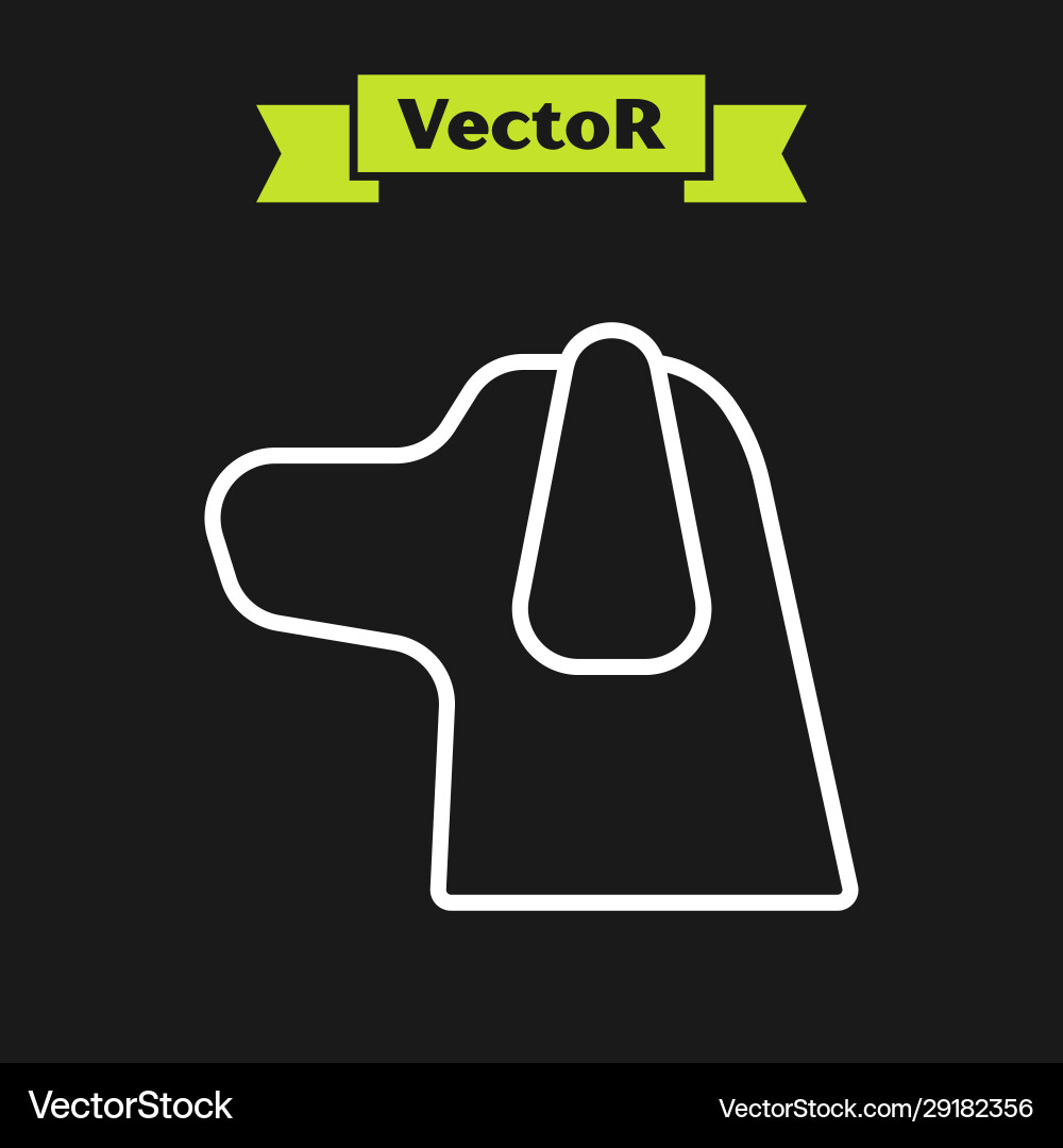 White line dog icon isolated on black background Vector Image