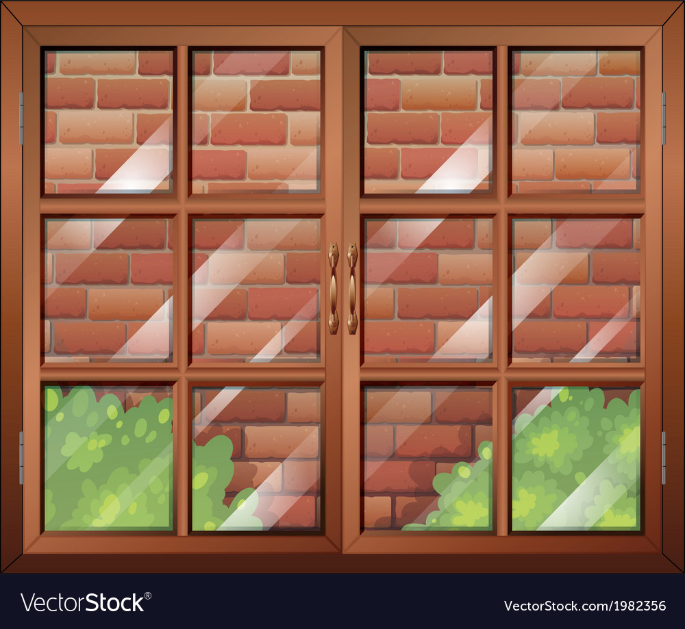 Window looking over backyard Royalty Free Vector Image