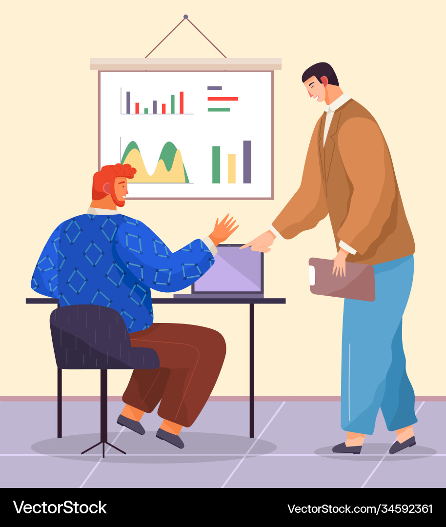 Businesspeople argue discuss project man manager Vector Image