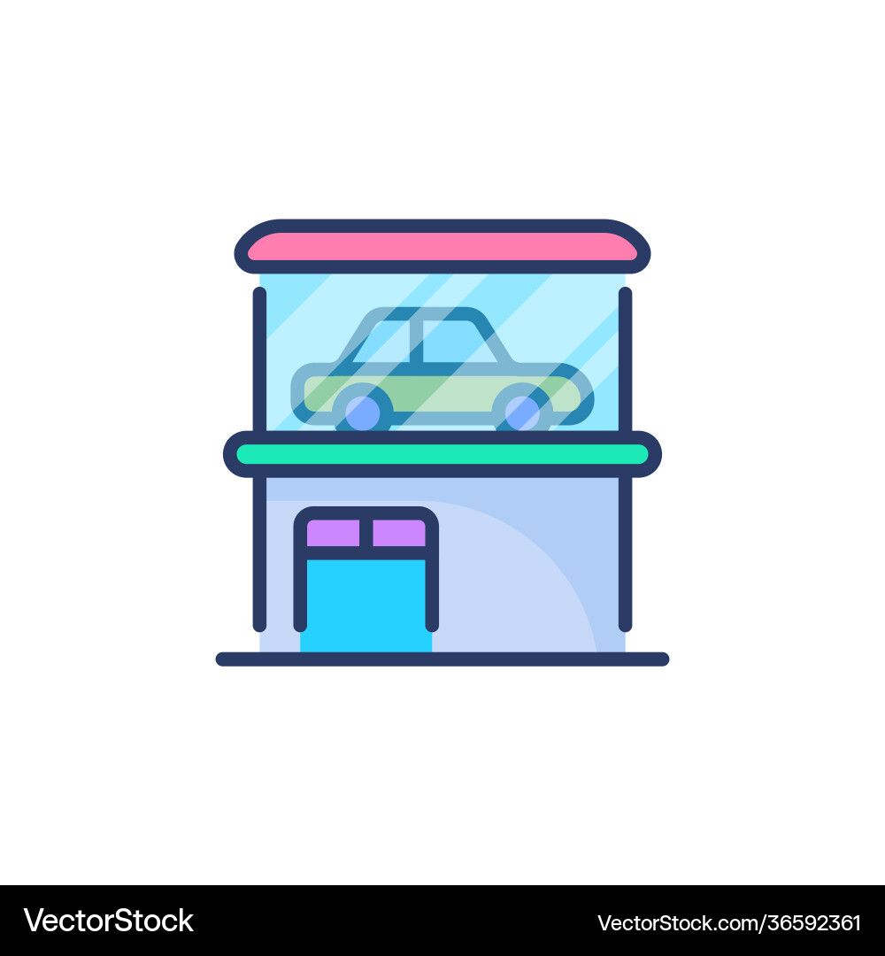 Car showroom icon in logotype Royalty Free Vector Image