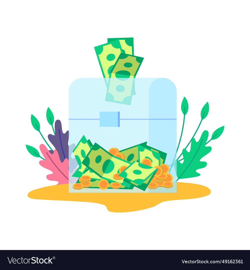Cartoon color transparent glass donation box Vector Image Cartoon color transparent glass donation box Vector Image