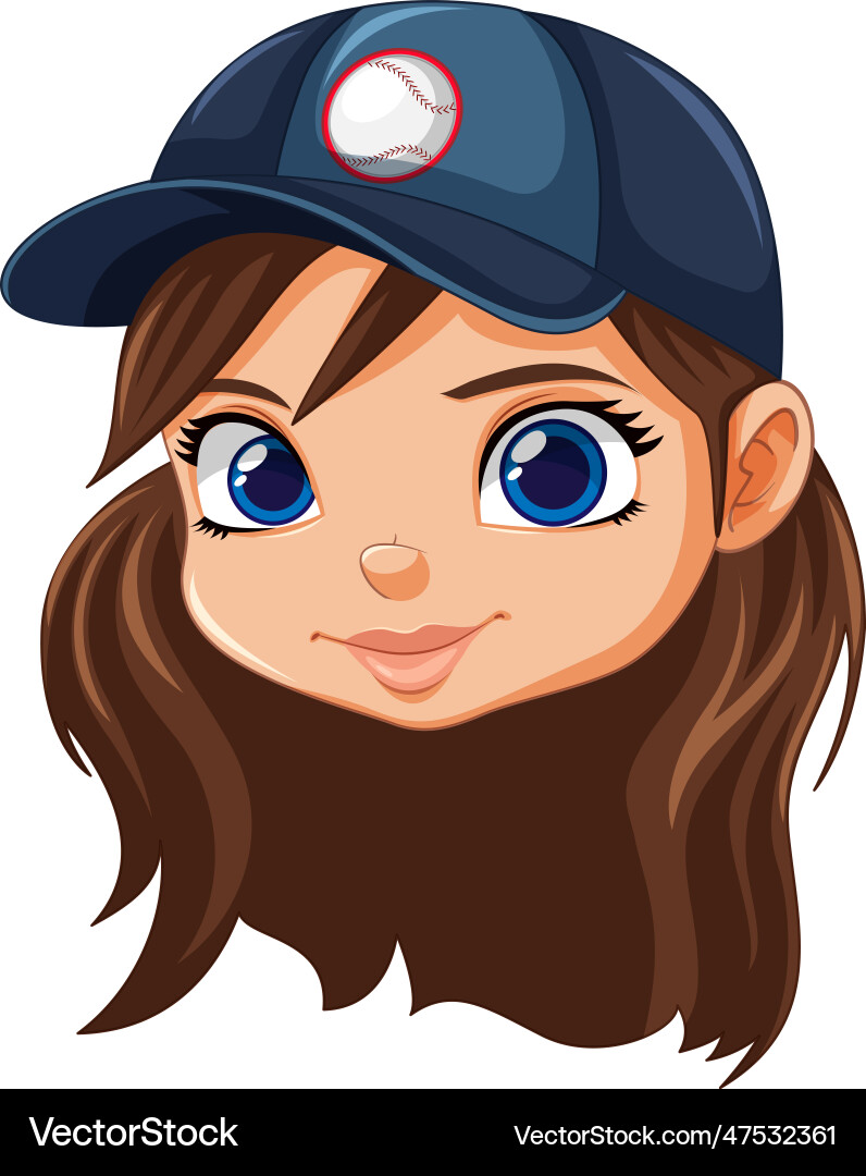 Cute girl character head isolated Royalty Free Vector Image