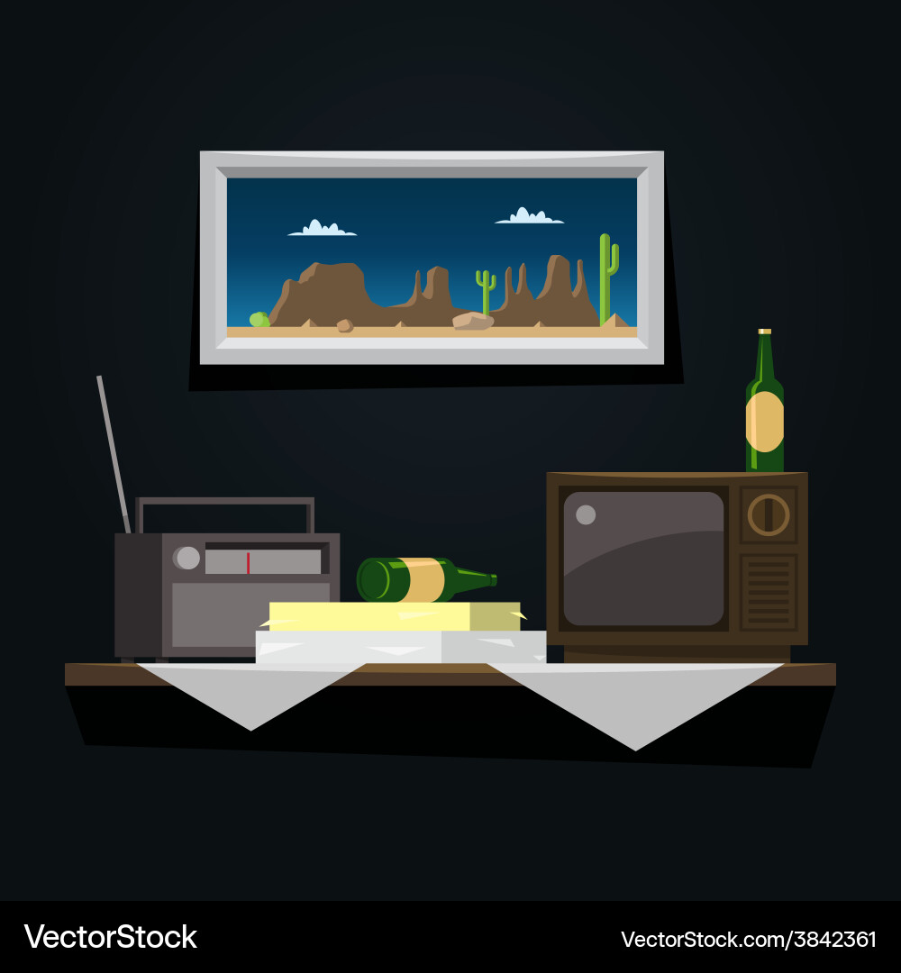 Flat design of vintage table set Royalty Free Vector Image