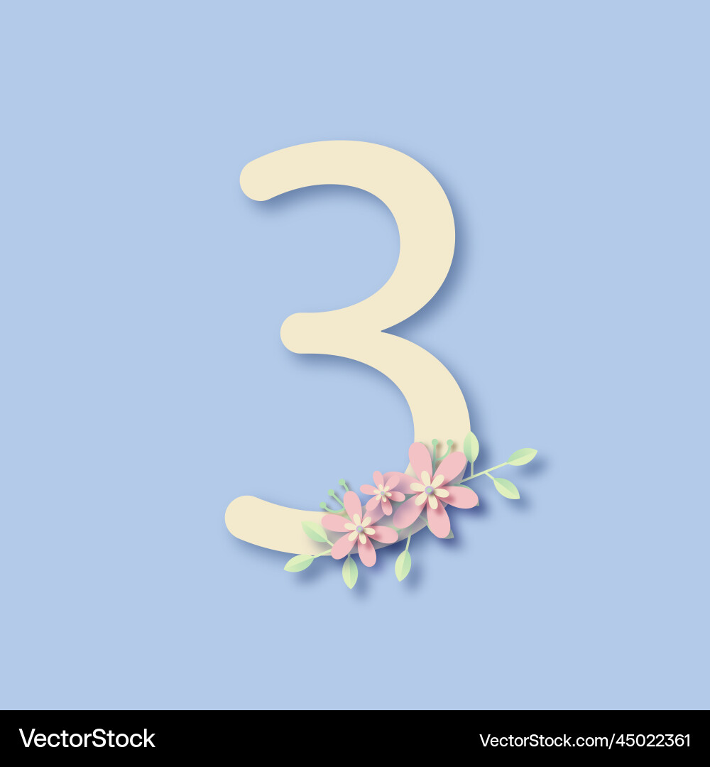 Flower number decorated with flowers elegant Vector Image
