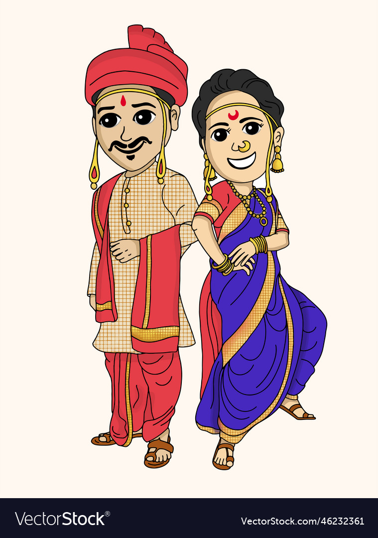 Indian bride groom character Royalty Free Vector Image Indian bride groom character Royalty Free Vector Image