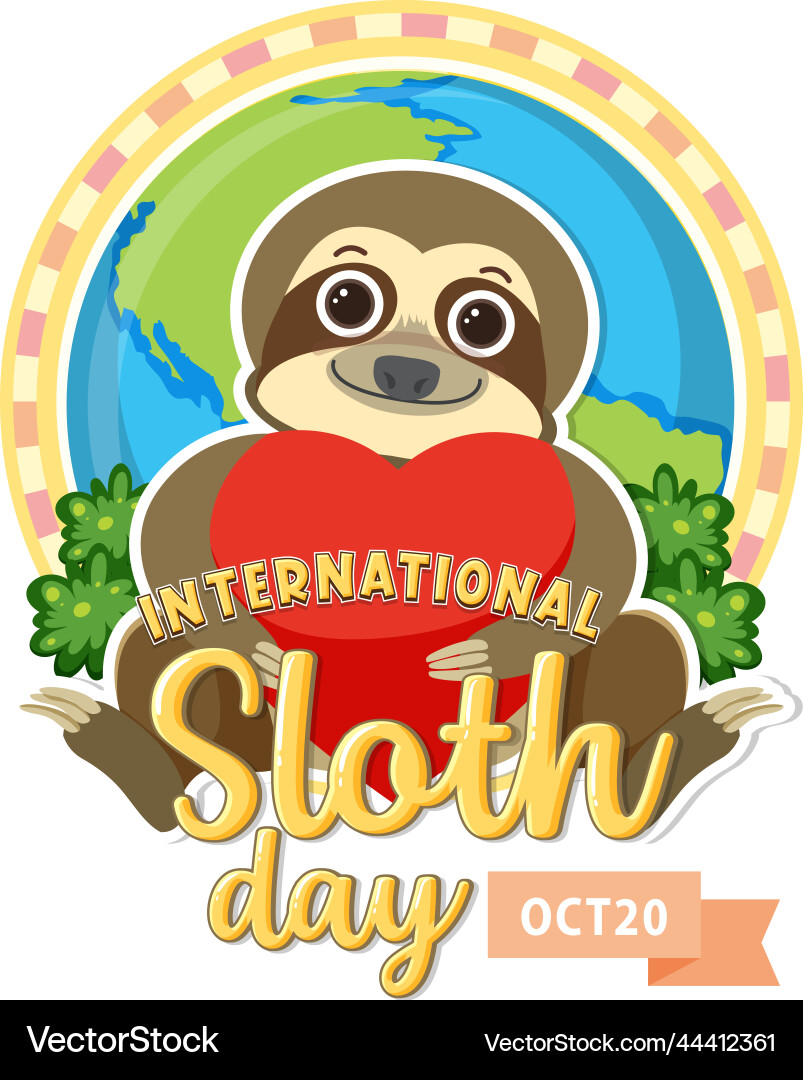 International sloth day banner concept Royalty Free Vector