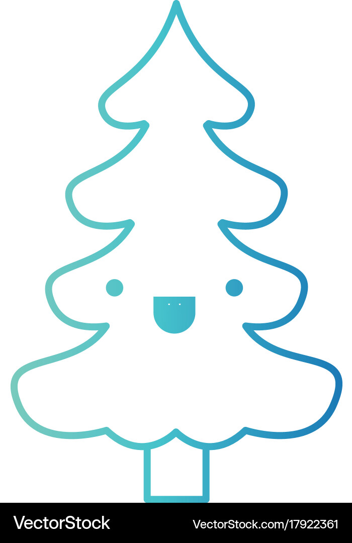 Kawaii christmas tree with trunk smiling Vector Image