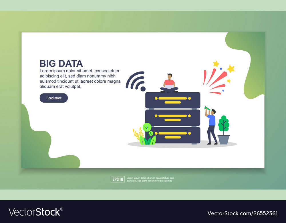 Landing page template big data modern flat Vector Image