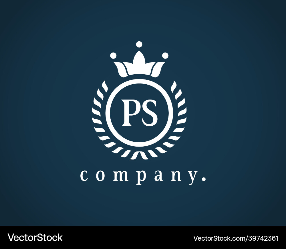 Letter ps p s luxury royal monogram logo design Vector Image