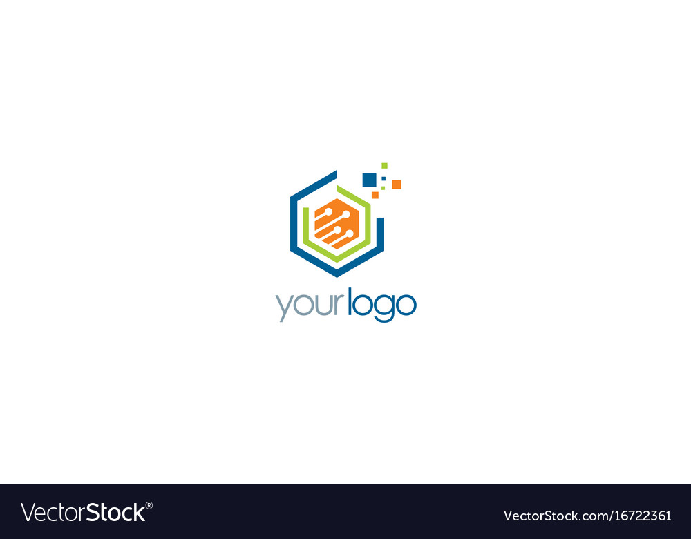 Polygon data digital technology logo Royalty Free Vector