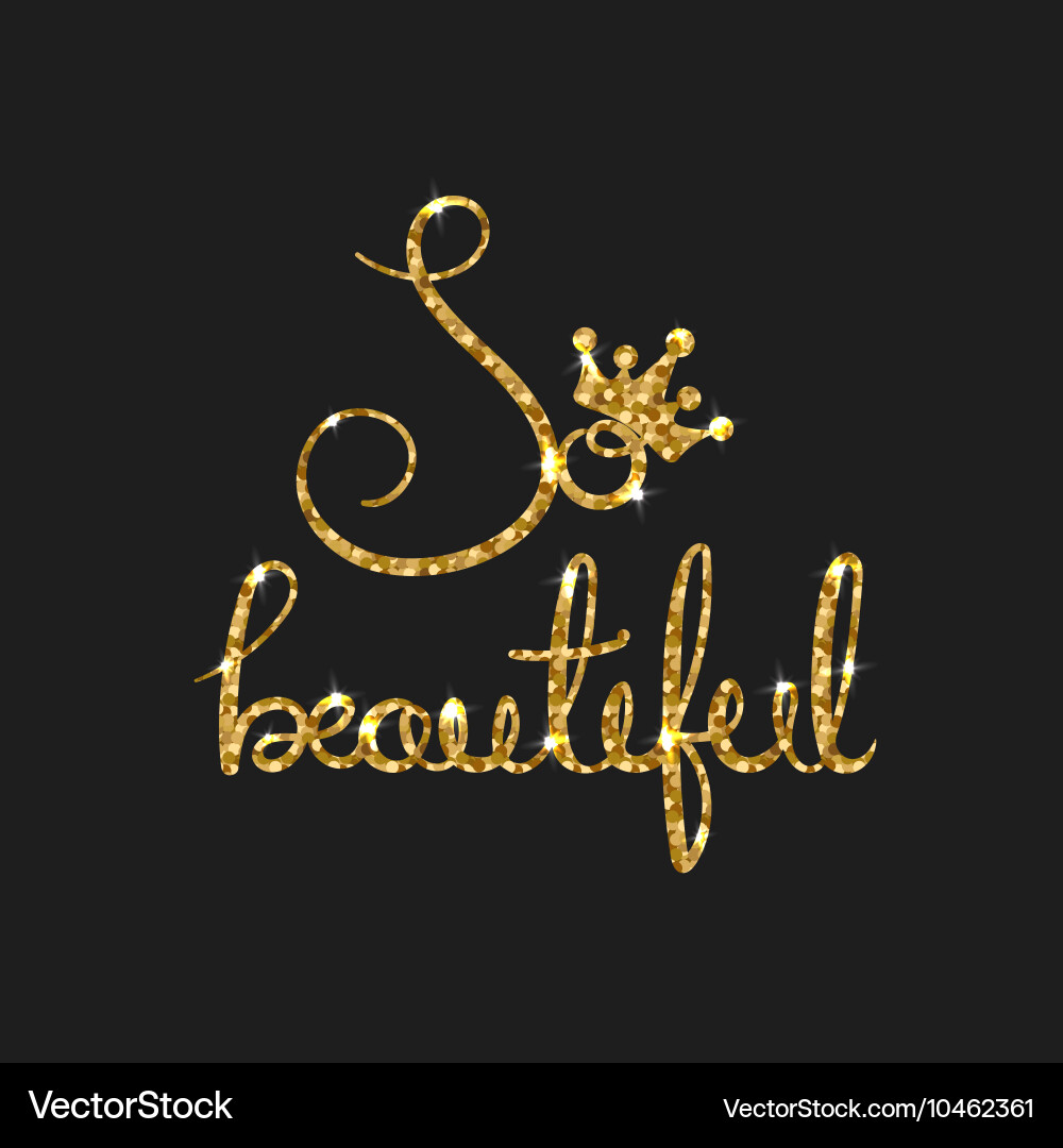 Queen golden text for card modern brush Royalty Free Vector