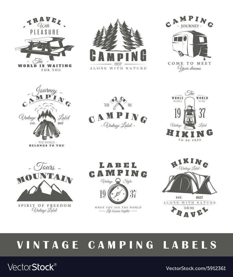 Set vintage camping labels Royalty Free Vector Image