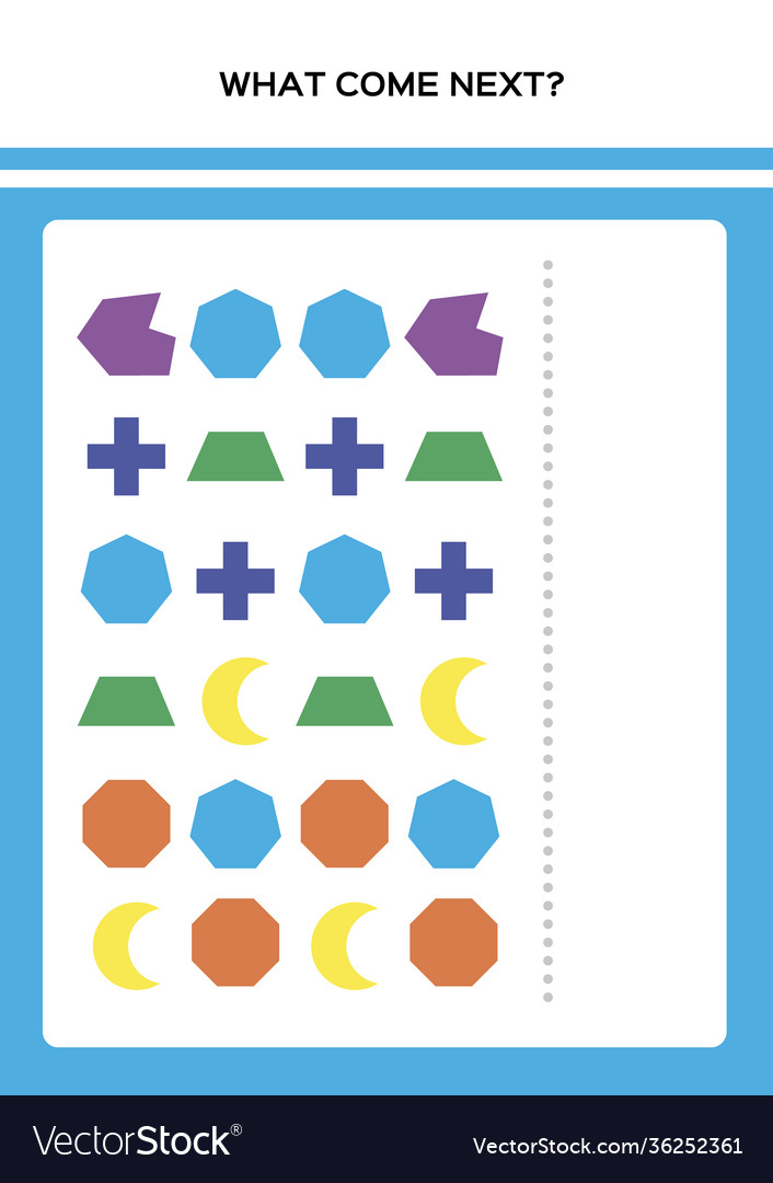 Shapes and colors what come next educational Vector Image