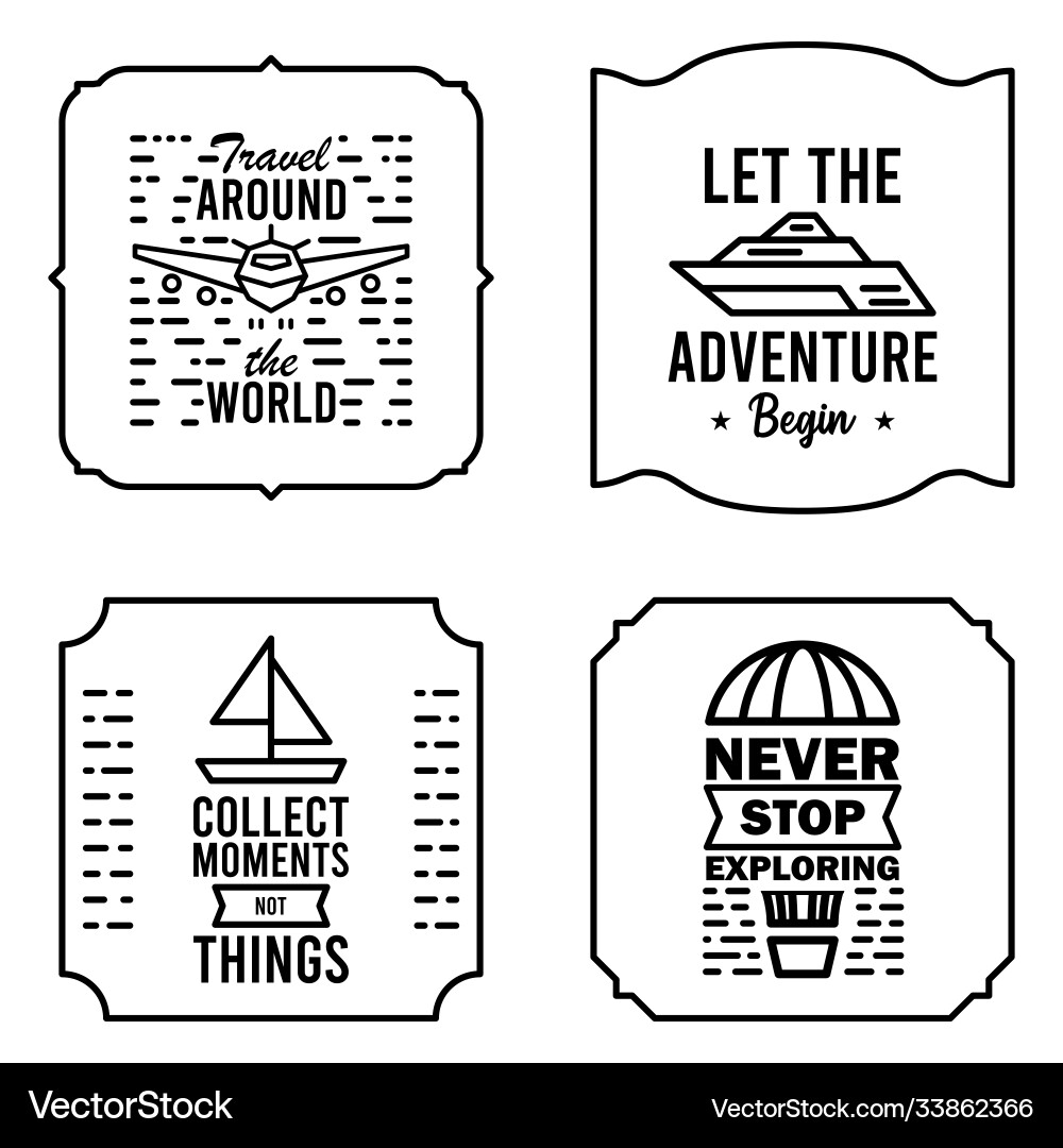 Adventure typography collection with outline style