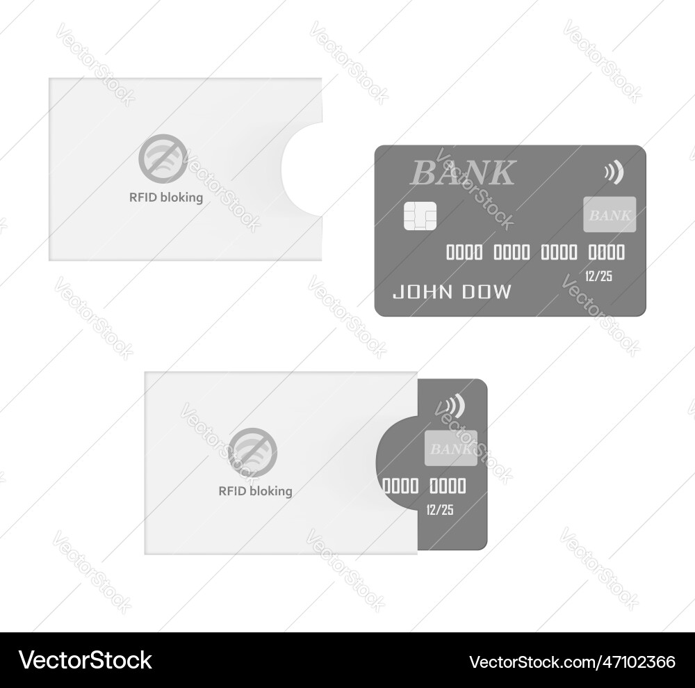 Bank plastic chip card with rfid blocking sleeve Vector Image