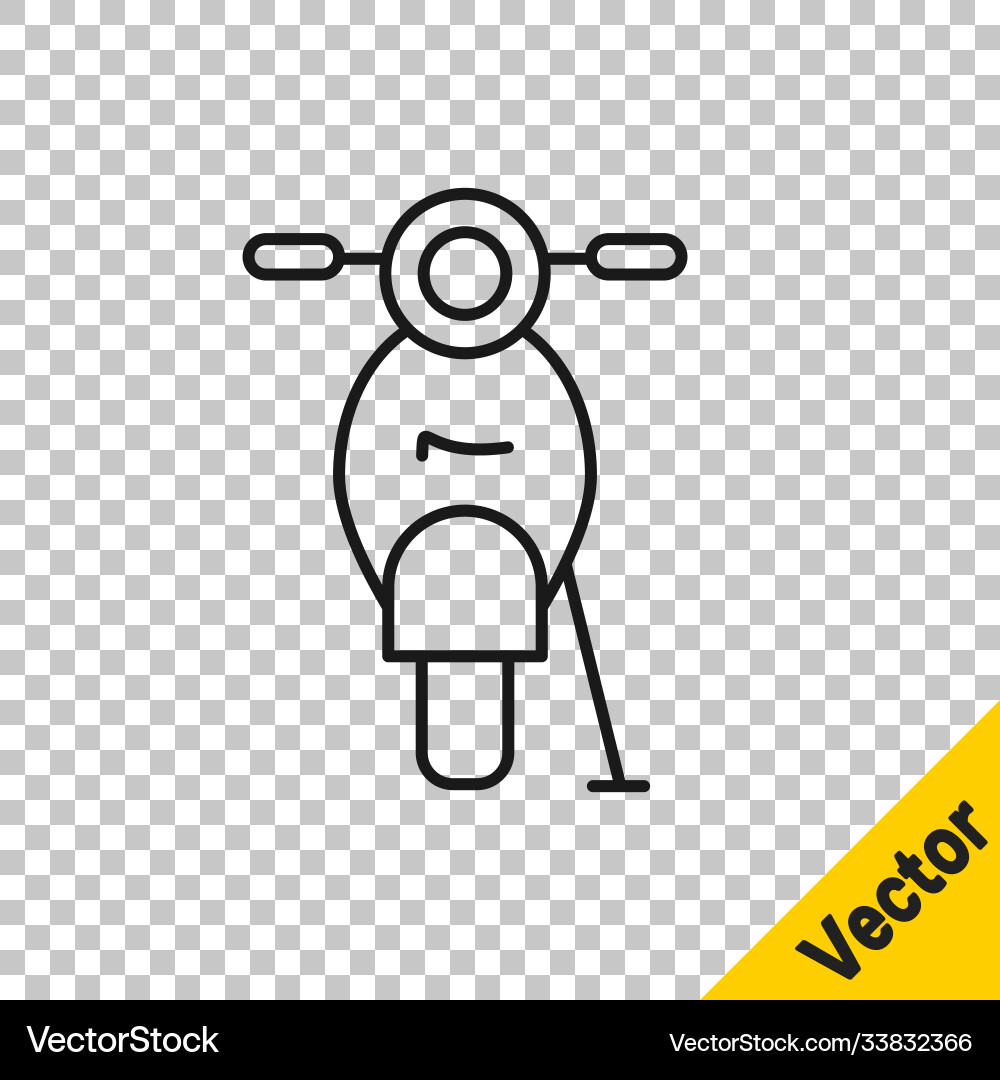 Black line scooter icon isolated on transparent Vector Image