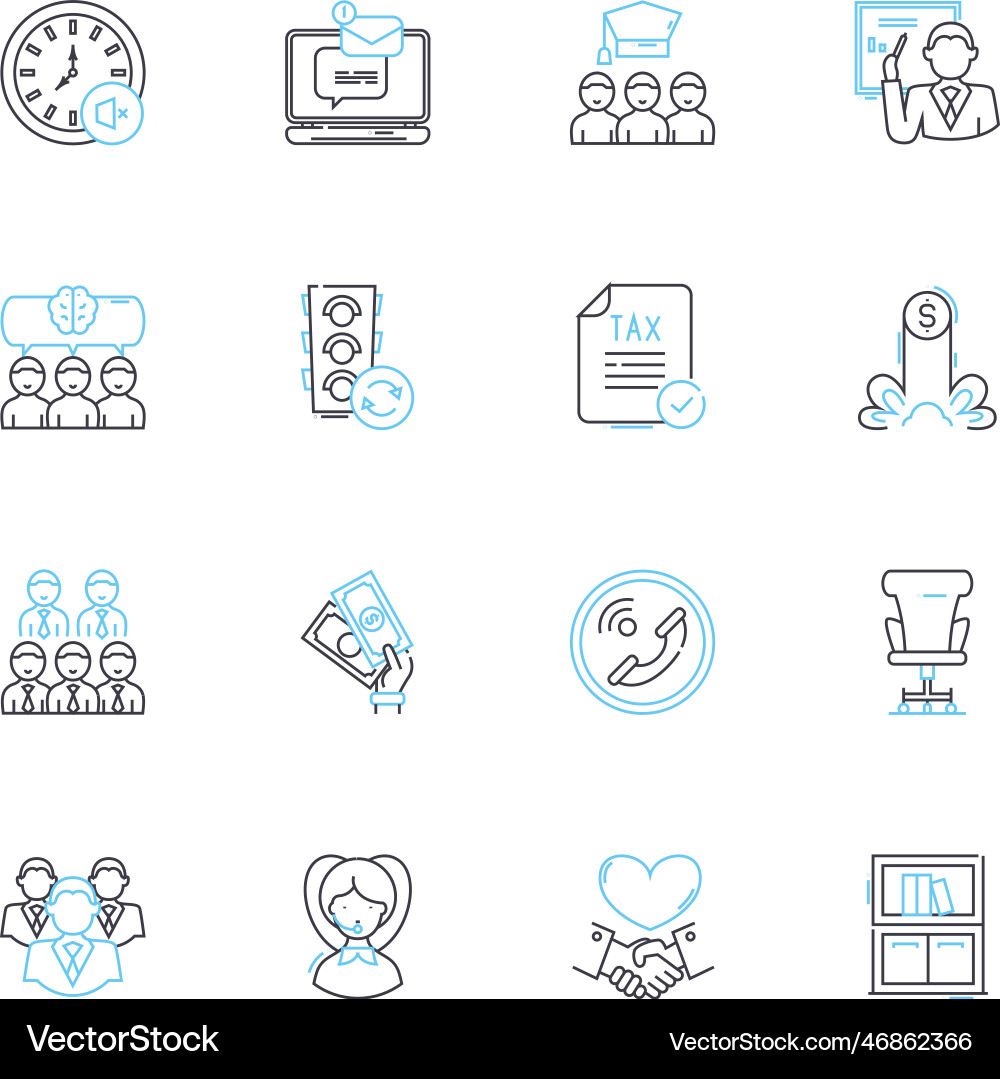 Corporate position linear icons set leadership Vector Image
