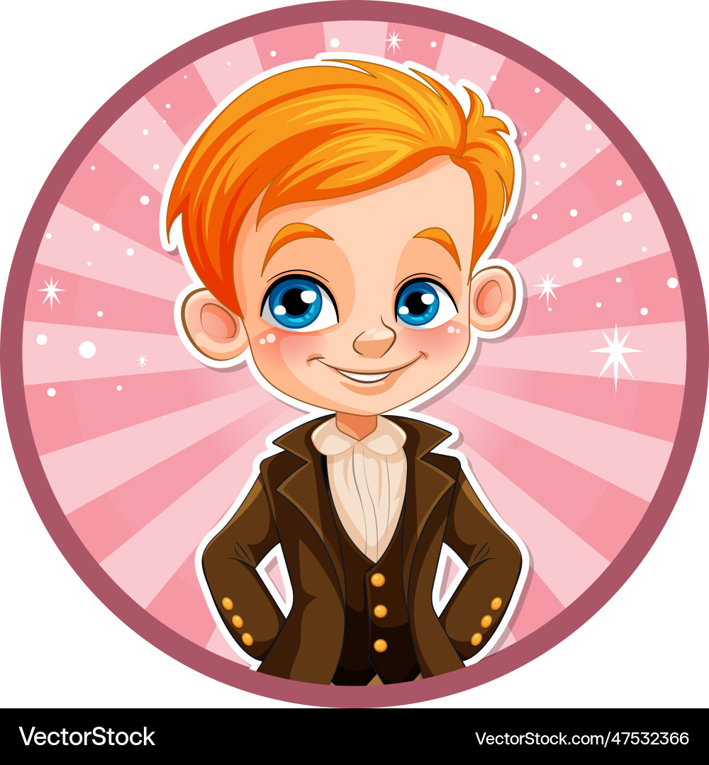 Cute boy student in school uniform profile logo Vector Image
