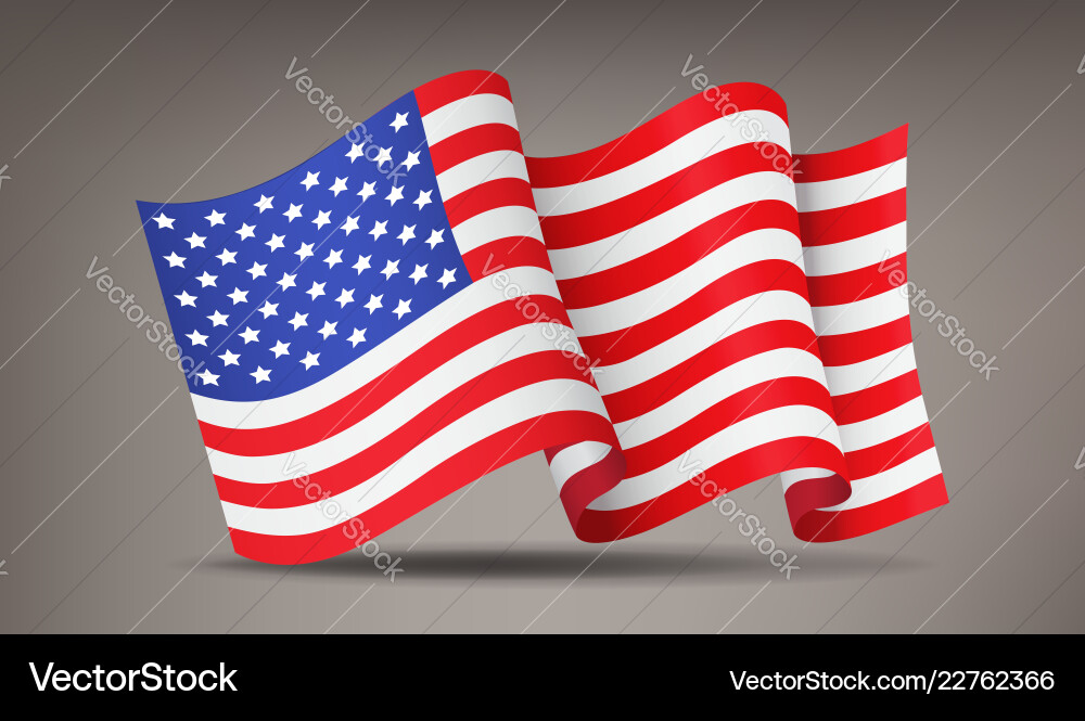 Fluttering waving realistic american flag Vector Image