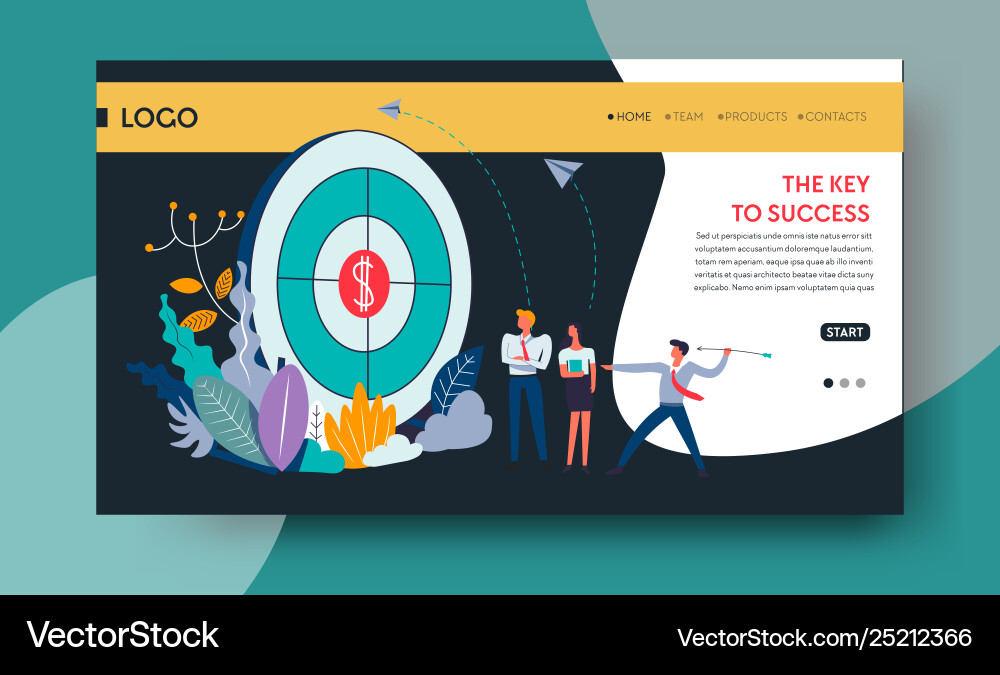 Key to success goal achievement web page template Vector Image