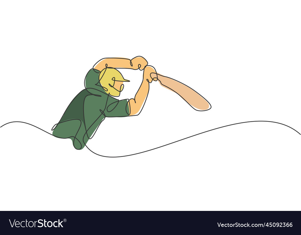 One single line drawing of young energetic man Vector Image