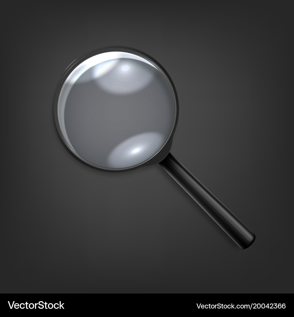 Photo-realistic 3d black magnifying glass Vector Image