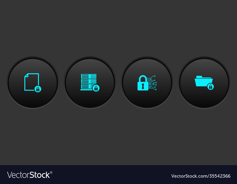 Set document and lock server security with cyber Vector Image Set document and lock server security with cyber Vector Image