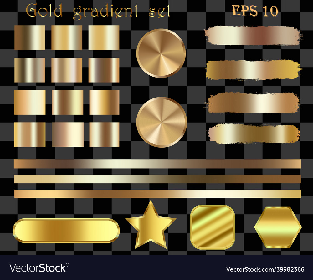 Set gold gradient texture Royalty Free Vector Image