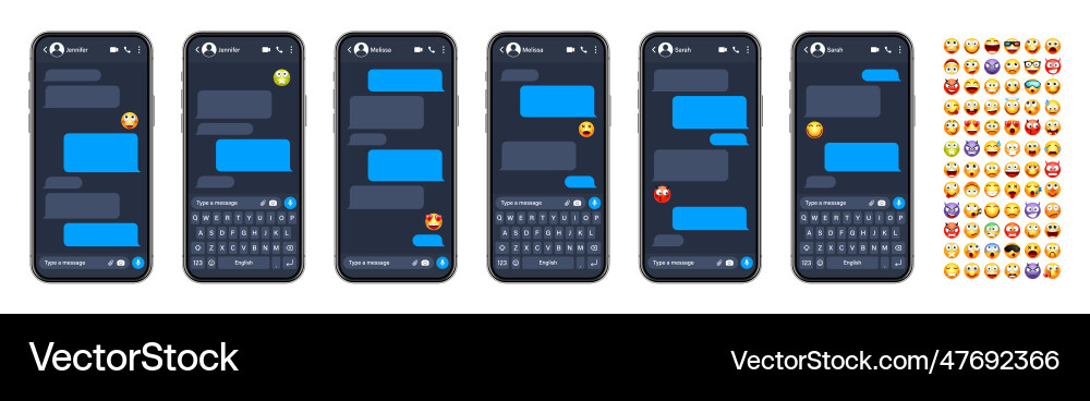 Smartphone messaging app user interface Royalty Free Vector