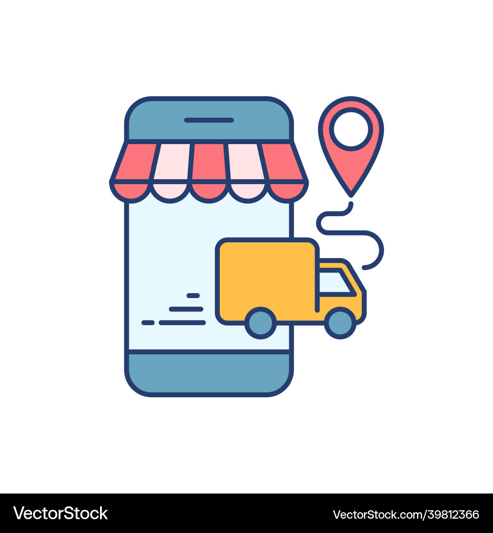 Truck delivery order online from mobile Royalty Free Vector