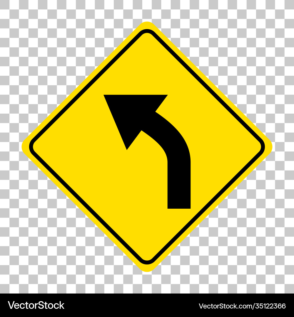 Yellow traffic warning sign on transparent Vector Image