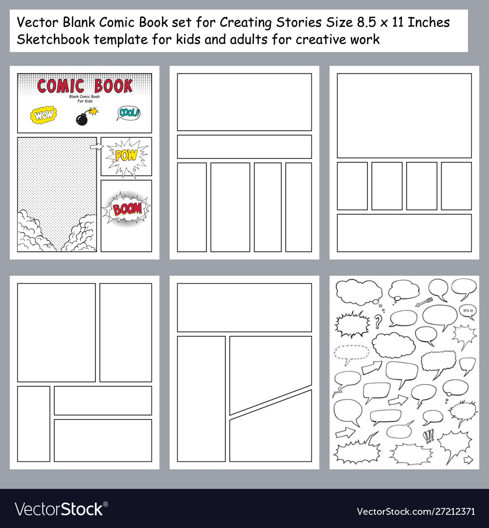 Comic book blanks set text speech bubbles comic Vector Image