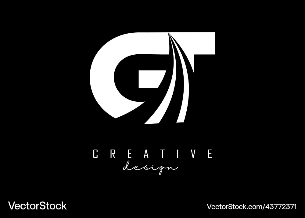 Creative white letters gt g t logo with leading Vector Image