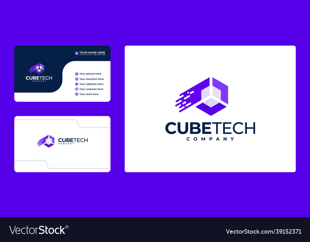 Cube tech logo technology hexagon Royalty Free Vector Image