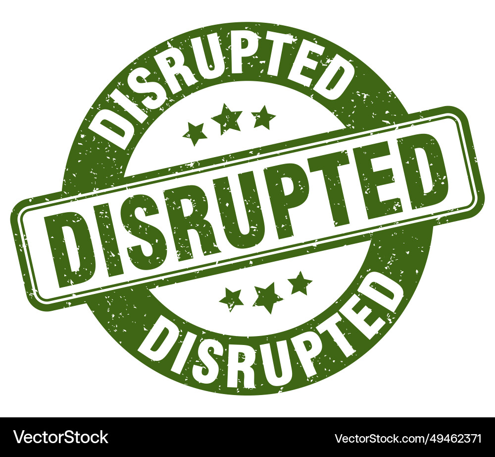 Disrupted stamp label round grunge sign Royalty Free Vector