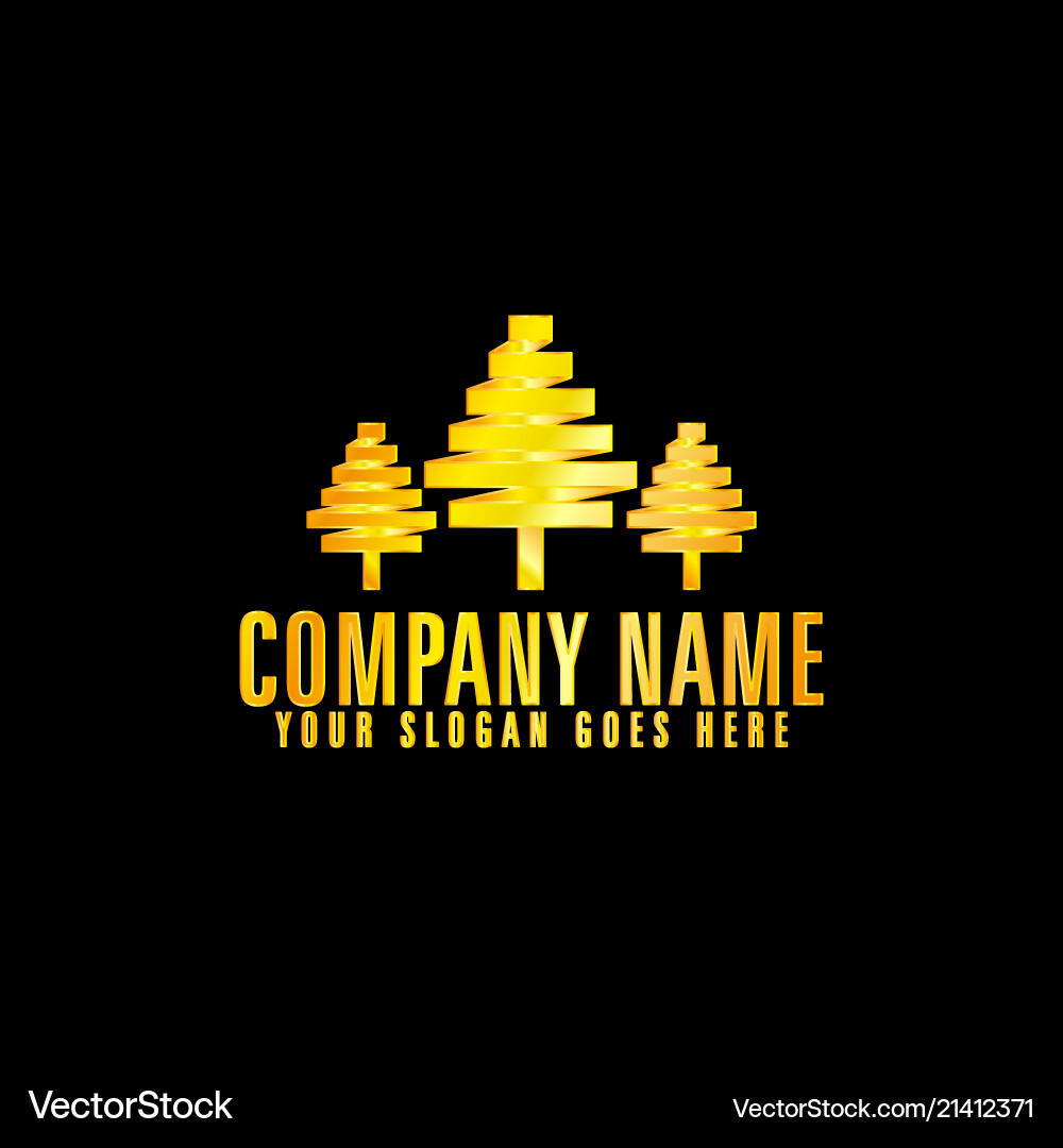 Golden trees emblem with black background Vector Image