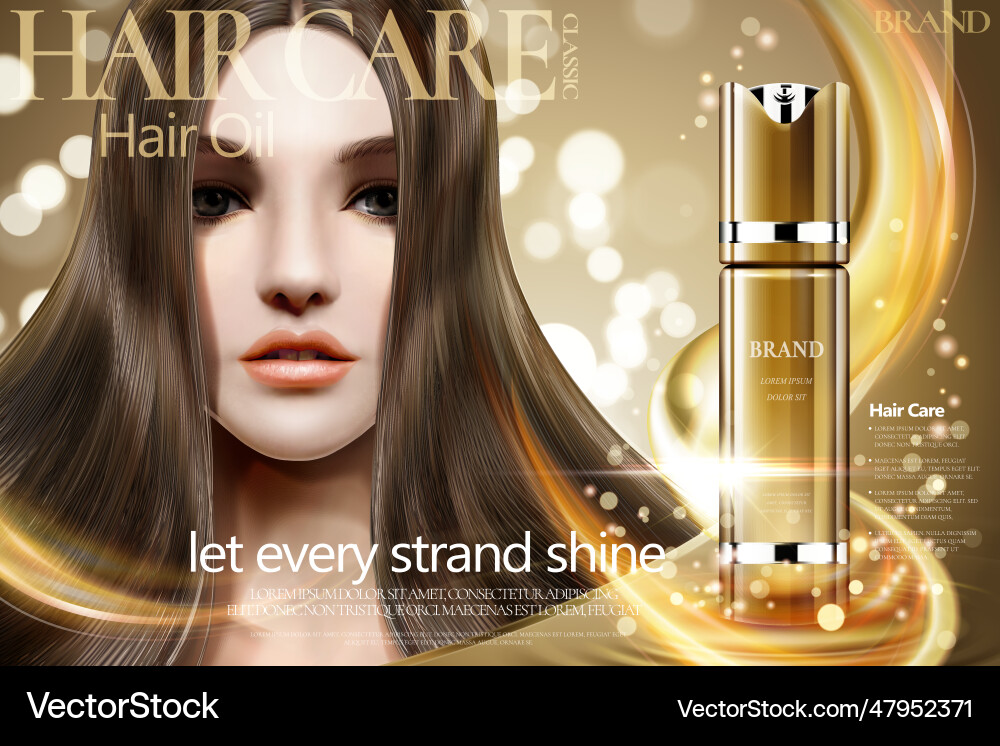 Hair oil ads Royalty Free Vector Image - VectorStock
