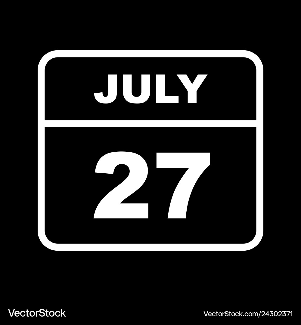 July 27th date on a single day calendar Royalty Free Vector