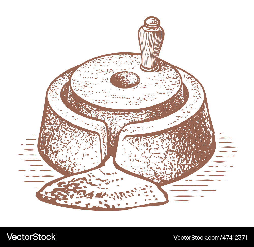 Manual old millstone engraving style sketch Vector Image